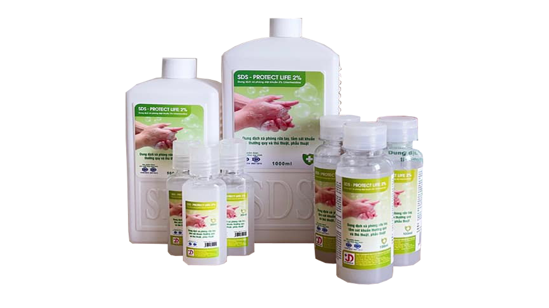 Dung dịch xà phòng diệt khuẩn 2% Chlorhexidine SDS Protect life 2%.